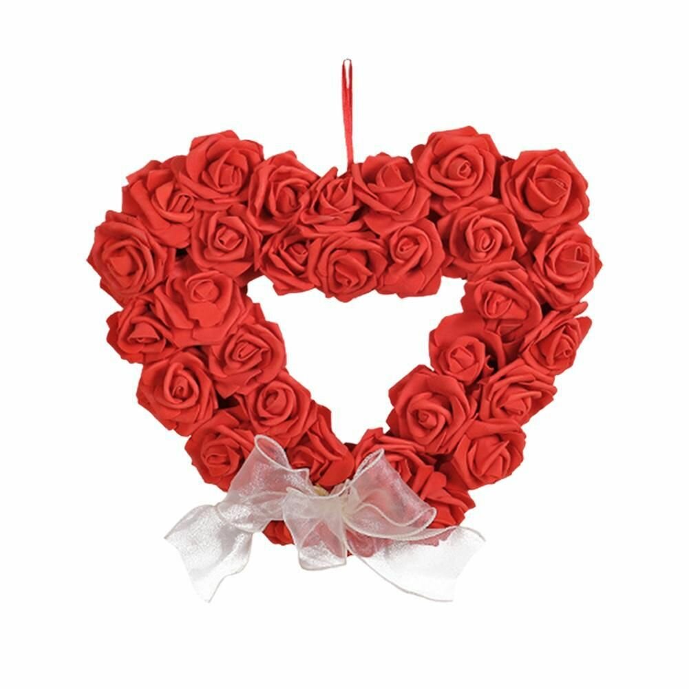 Романтичный венок из белых роз в форме сердца, декор для свадьбы и Дня святого Валентина, украшение для мероприятий на открытом воздухе