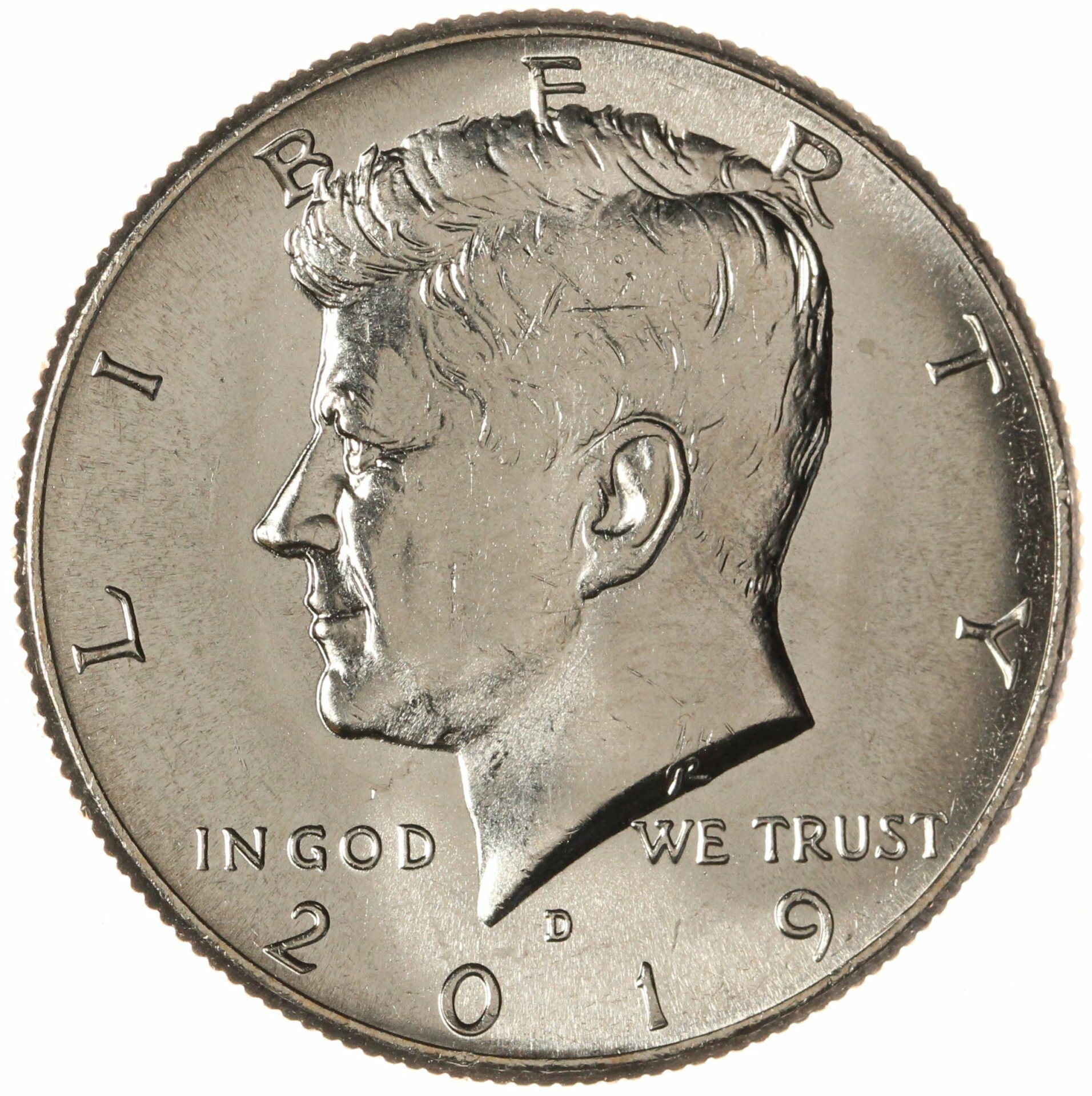 США 50 центов 1/2 доллара, half dollar 2019 D "Kennedy Half Dollar Кеннеди", Мельхиор медь-никель, в сохранности UNC