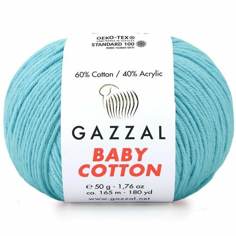 Пряжа Gazzal BABY COTTON 3451 тиффани (5 мотков)