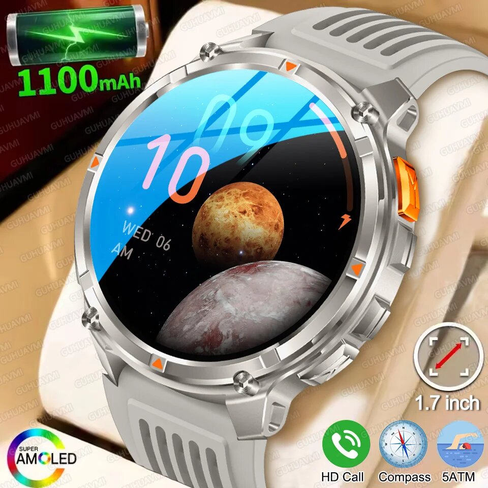 Мужские Умные Часы Military 1.7 дюйма 5ATM Grey