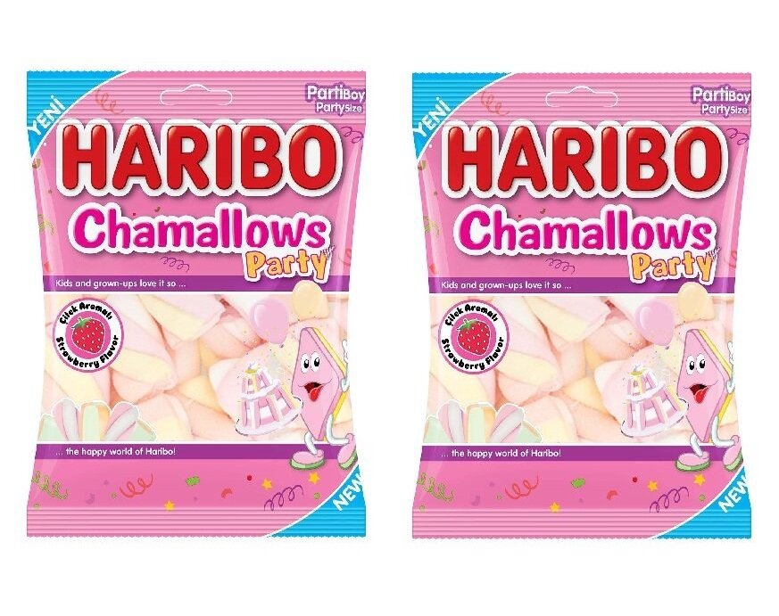 Маршмеллоу Haribo Chamallows Party со вкусом клубники и ванили, 2 шт. по 70 грамм