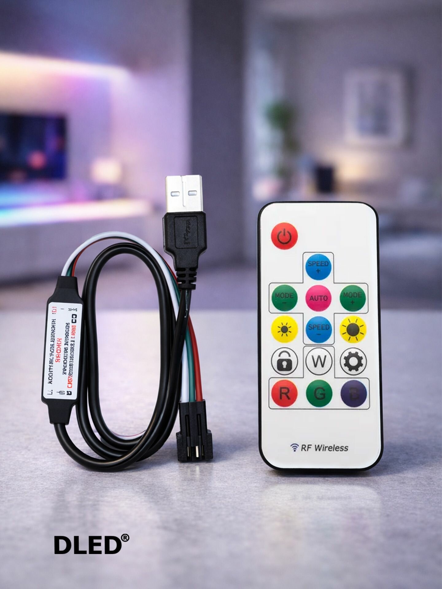 Контроллер для адресной светодиодной ленты с пультом выходом USB, для лент с чипами WS2811, WS2812B, WS2813, USC1903, 6812, 1903, SM16703, бренд DLED