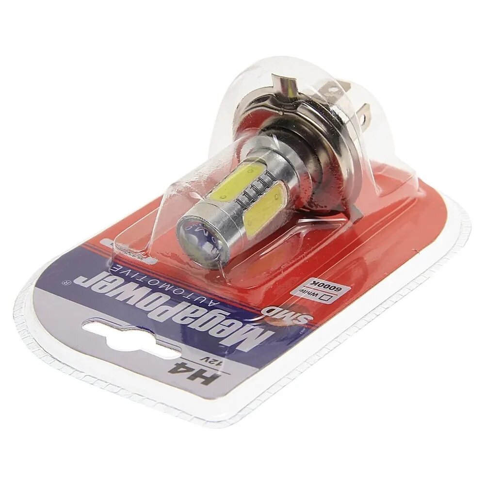 Автолампа MEGAPOWER H4 P43t 5 SMD MEGA WHITE 6000K 650лм 12V M-80544