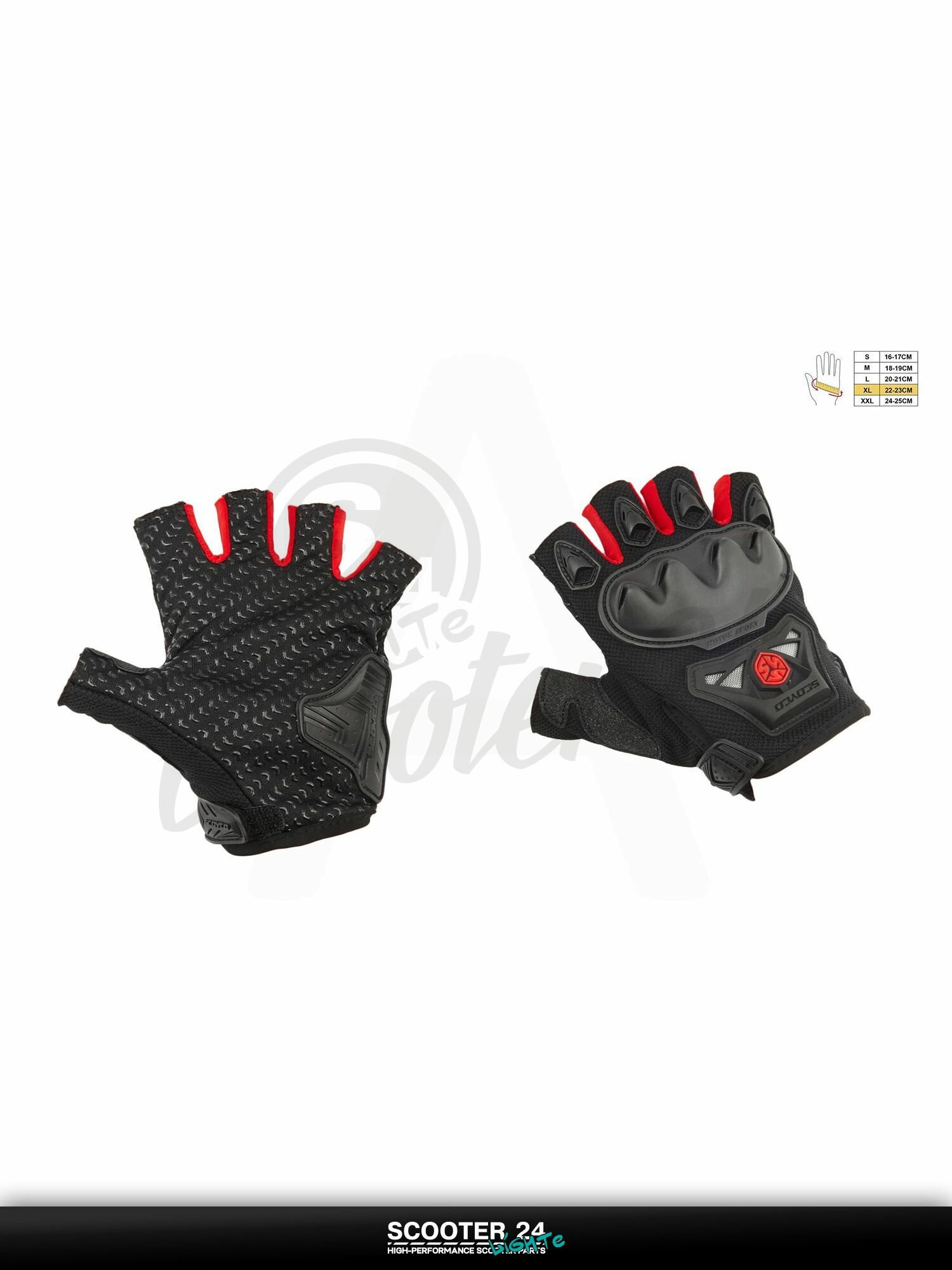 Перчатки универсальные для мотоцикла / эндуро / питбайка без пальцев (mod: MC-29D, size: XL, красные) "SCOYCO"