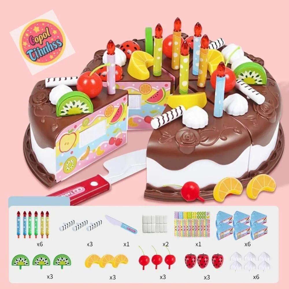 Игрушечный торт для сборки с подсветкой: реалистичный набор для детских праздников и ролевых игр