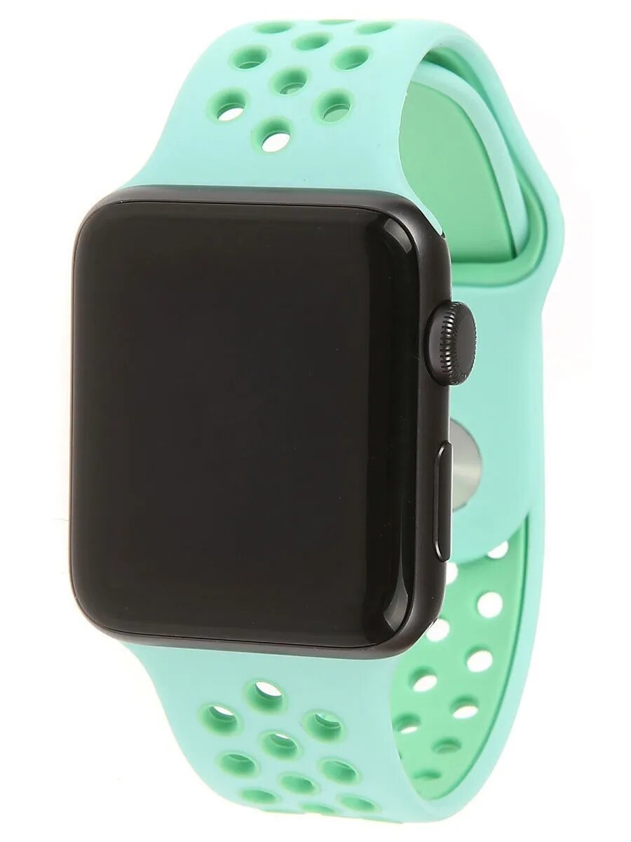 Ремешок для Apple Watch Series 42 мм/44 мм силиконовый (перфорированный) голубо-мятный
