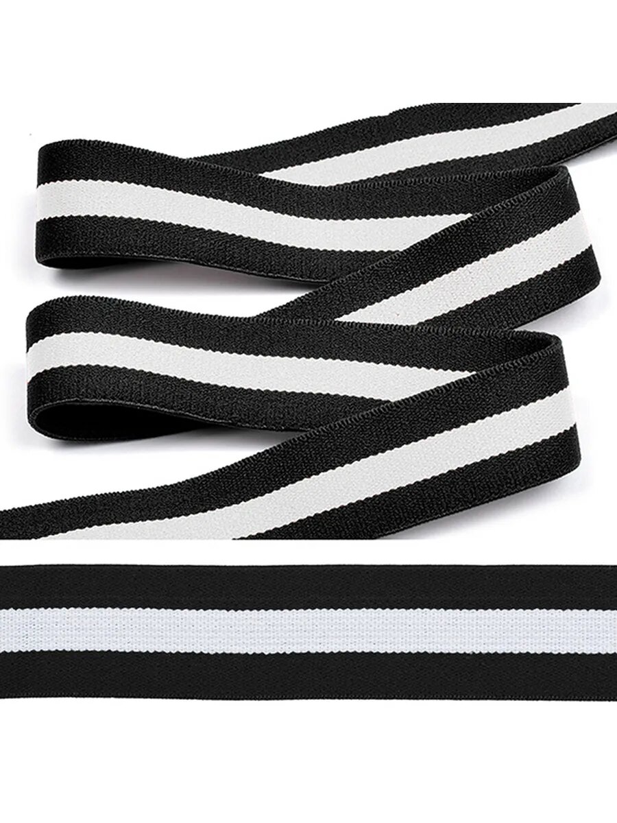 Резинка тканая полоска 25 мм черно-белая, 5 м