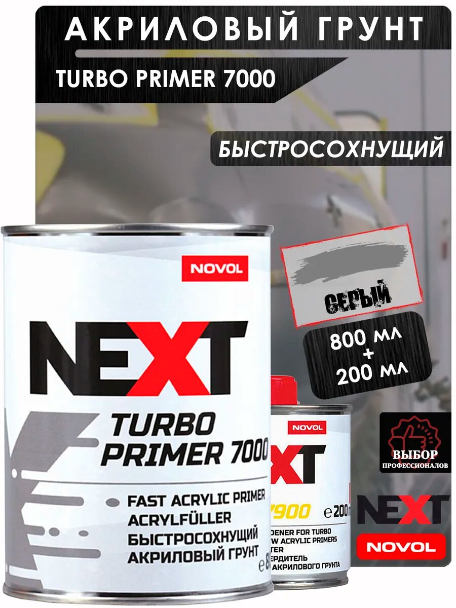 Акриловый грунт "TURBO 7000", быстросохнущий, серый