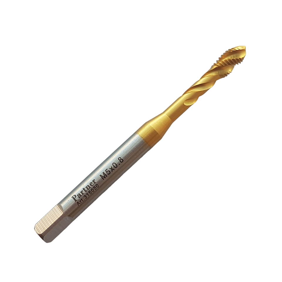 Метчик M5х0.8 Partner машинный HSSE, DIN371, TiN, для гл. отв, (Серия 315)