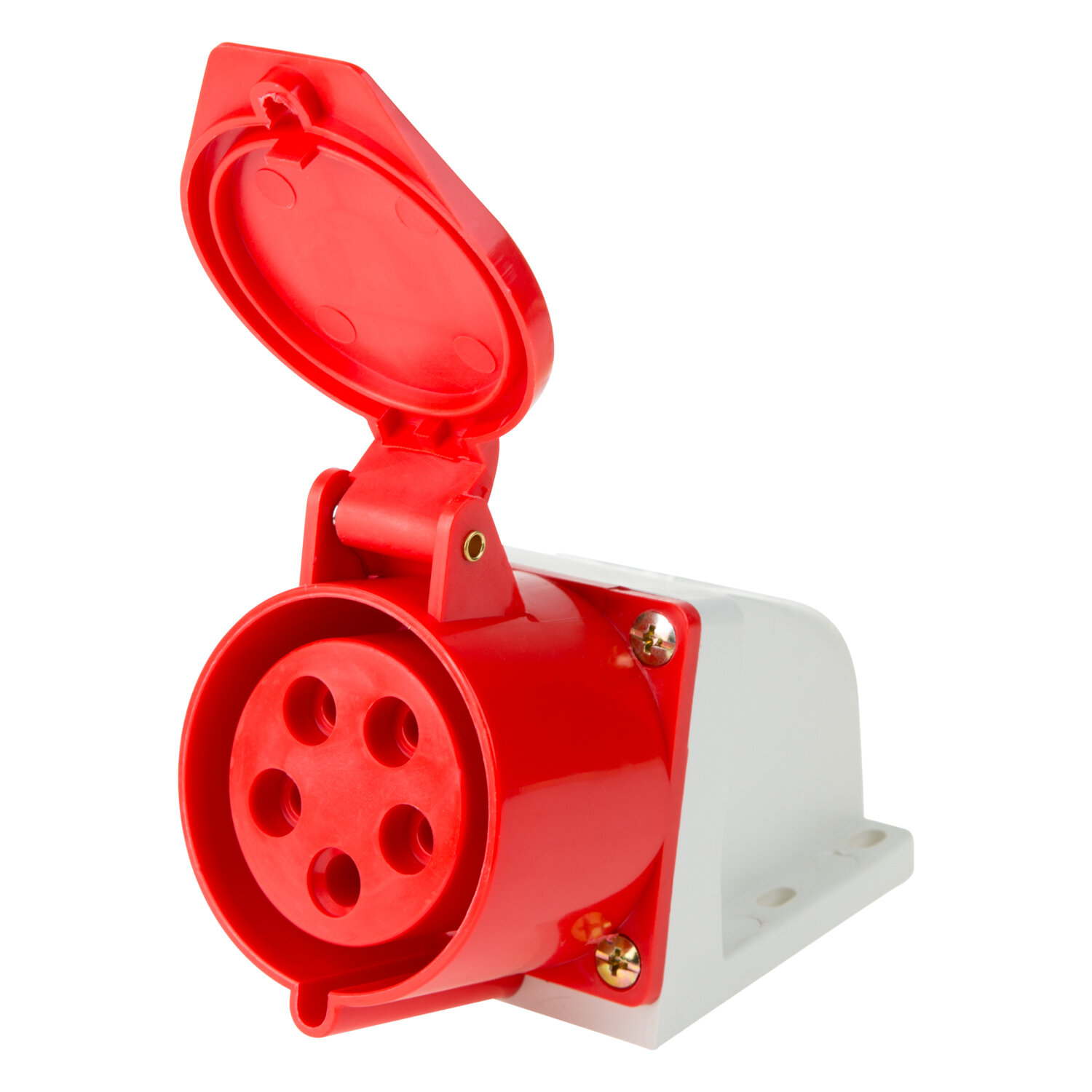 Розетка REXANT 125, стационарная, с заземлением, влагозащищенная, IP44, красная