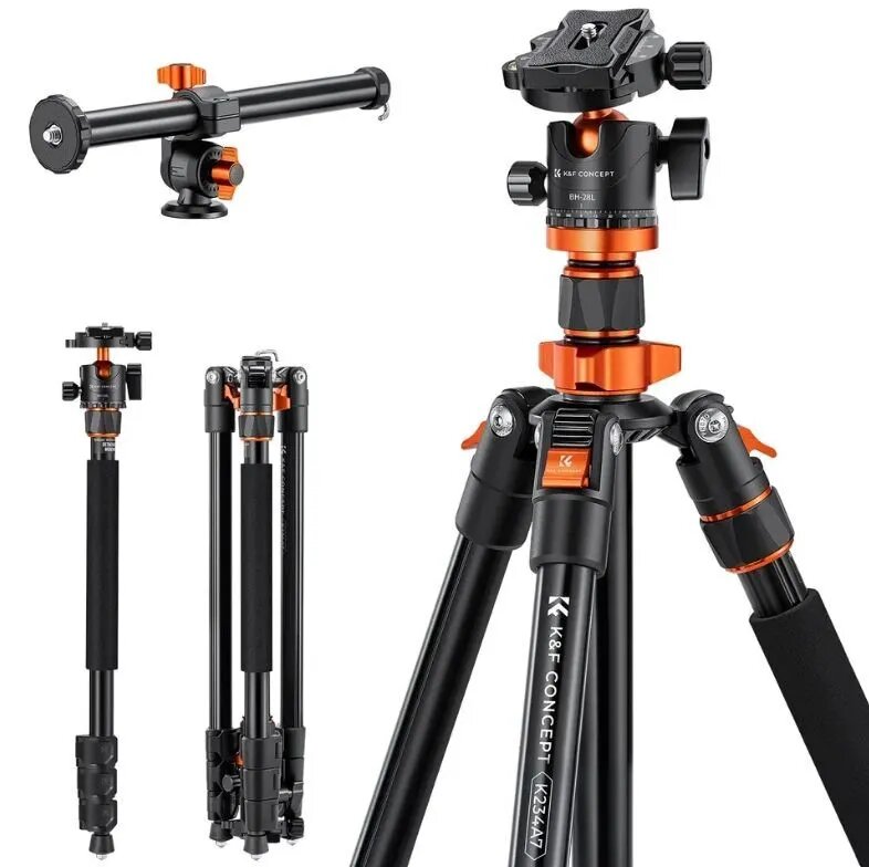 Фотоштатив с горизонтальной штангой / Алюминиевый штатив-монопод / K&F Concept K234A7+BH-28L (48-200 см)