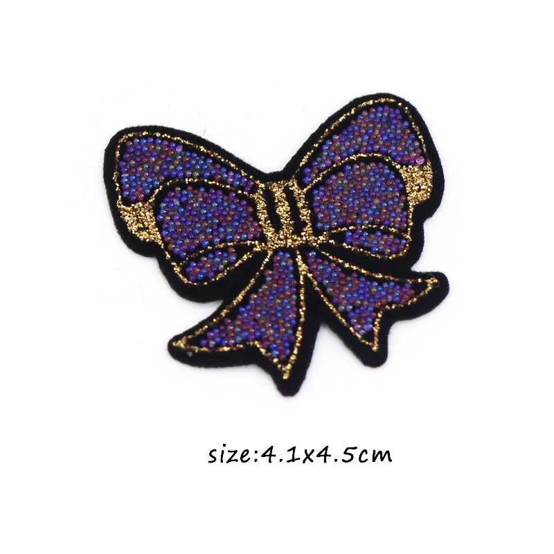 Нашивка бантик с блестками, 4.1x4.5 см, Pearl bow