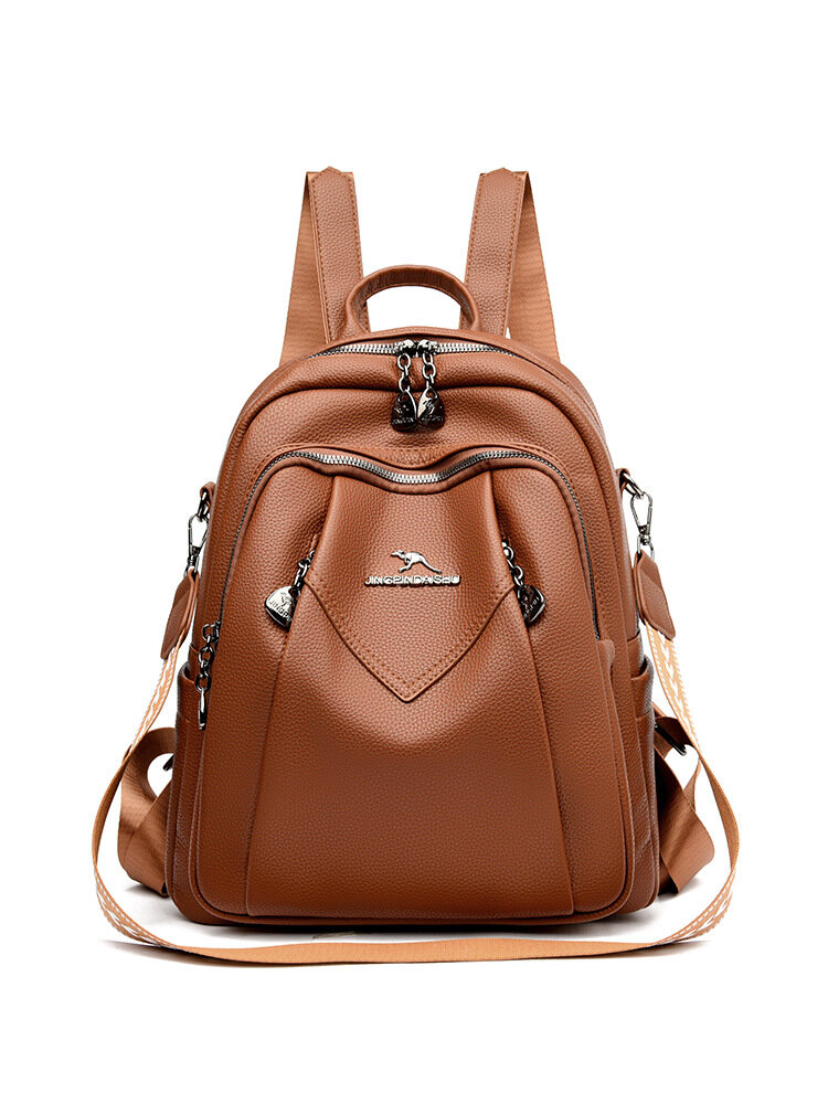 20262025 Кросс-бодер мягкий кожаный рюкзак для женщин, новый простой повседневный дорожный рюкзак, модный большой вместимости универсальный