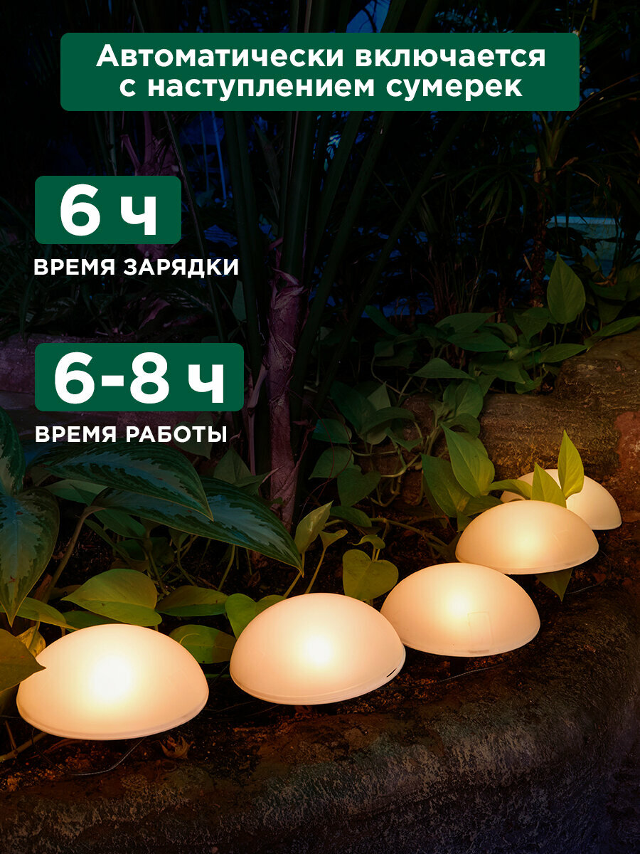 Грунтовый светильник Rexant Полусфера, на солнечной батарее, теплый белый свет
