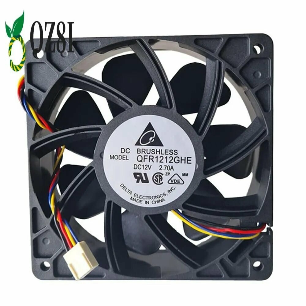 (H V Q D) QFR1212GHE 6000 об/мин вентилятор с ШИМ-управлением скоростью 120X120X38 мм 4 провода 12 В 2,7 А совместим Antminer Bitmain S7 S9 S11 S15 T9 T17 L3 Miner