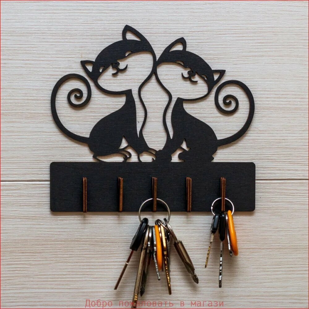 Ключница настенная "Котики" с 5 крюч, 1 шт