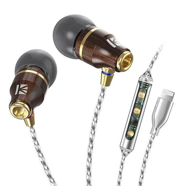 Проводные внутриканальные наушники KBEAR KW1 из грушевого дерева, Hi-Fi, высокое разрешение, разъем Type-C 3,5 мм, совместимы с разъемом Lightning для iPhone.