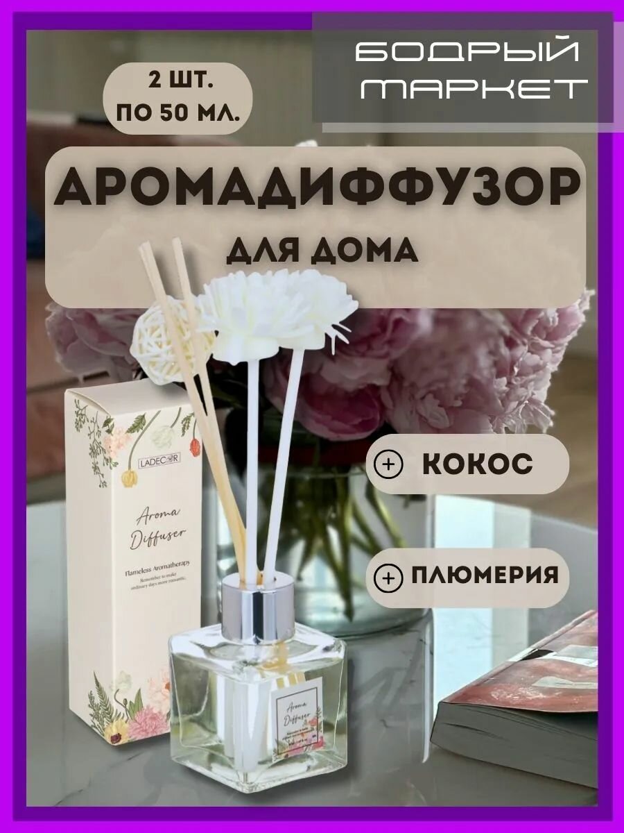 Набор диффузоров Кокос+Плюмерия 2 шт. по 50 мл.