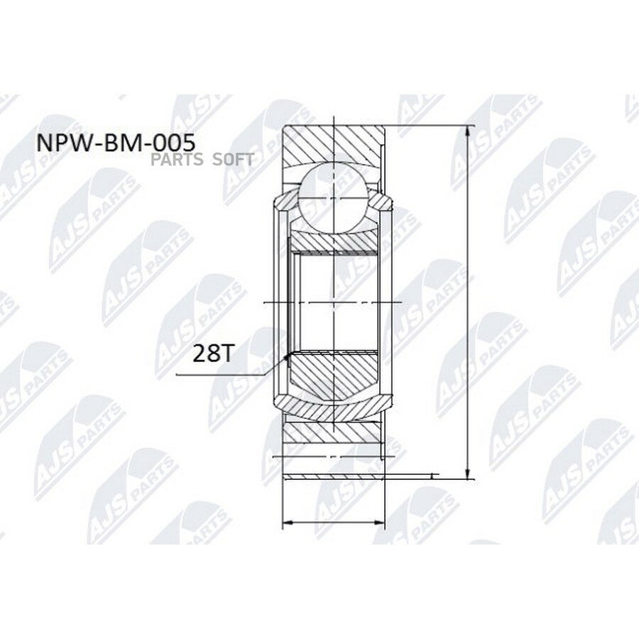 ШРУС приводного вала BMW SERIA 5 E39 95-04, BMW SERIA 7 E38 94-01 /ШЛИ от официального дистрибьютора, NTY, артикул NPWBM005