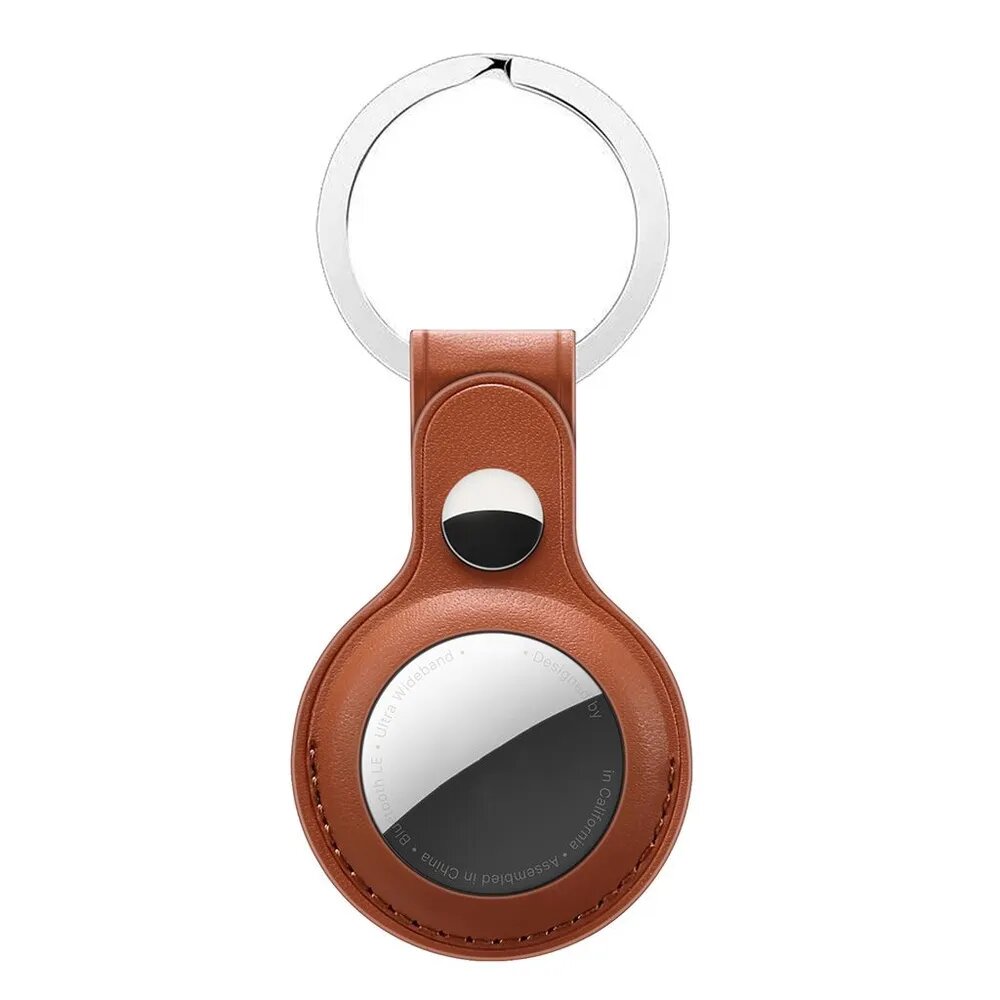 Кожаный защитный чехол Apple Airtag коричневый, Карабин, Чехол для GPS-трекера