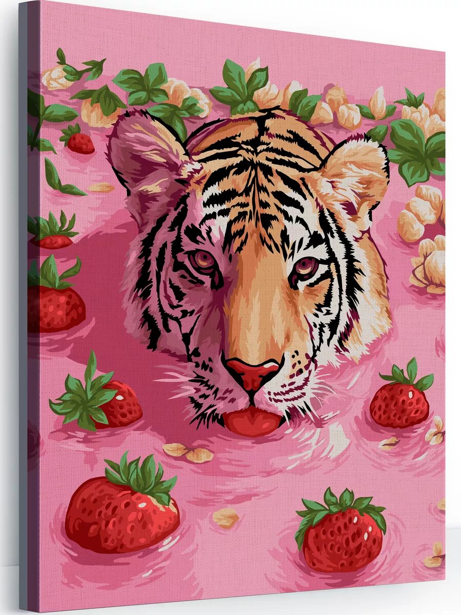 Картина по номерам на холсте с подрамником 40х50 см Пленительный тигр