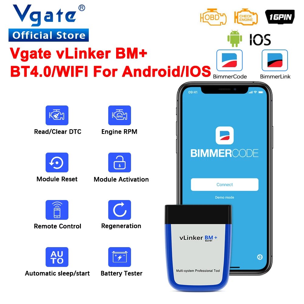 VLinker BM Bluetooth 3.0 OBD2 Сканер — фото 1
