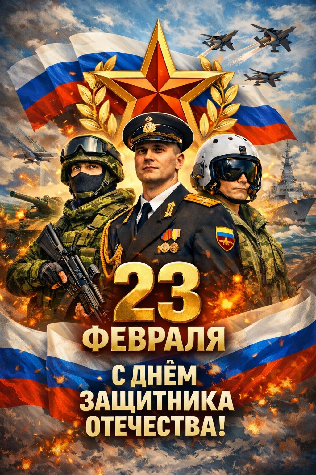 Постер "День защитника Отечества", 29.7х42см, А3, глянцевый