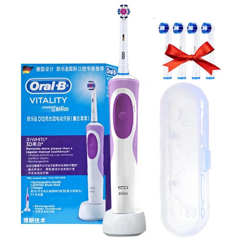 Электрическая зубная щетка Oral-B Vitality D12PPWTBOX4Hhead