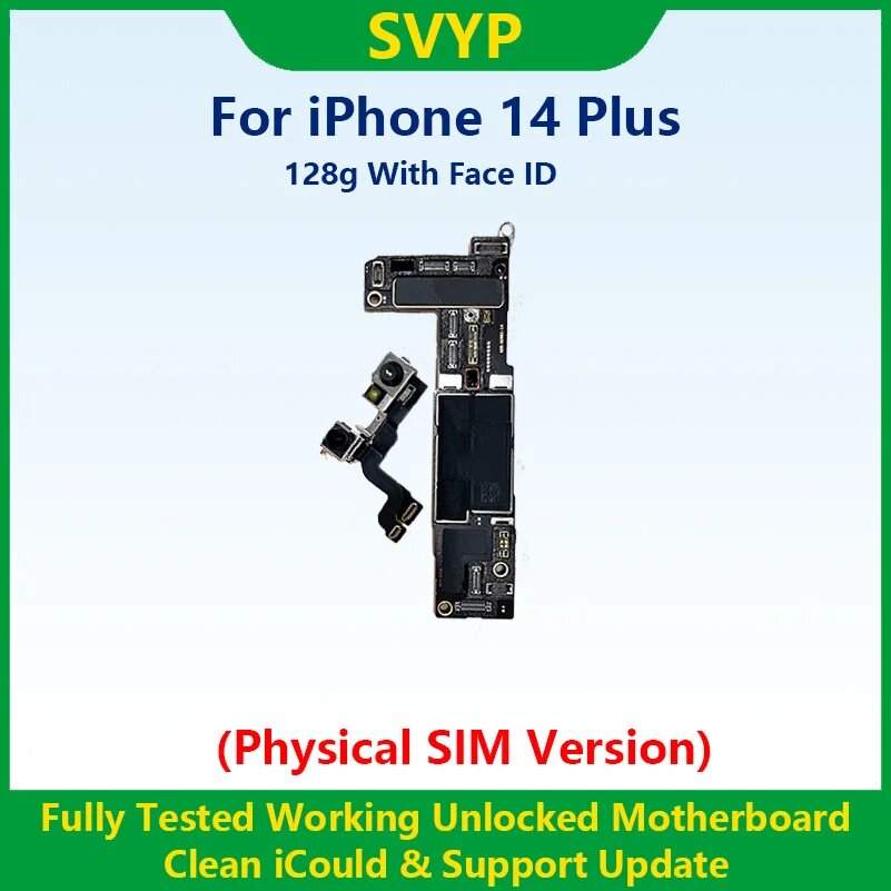 Полностью протестированная аутентичная материнская плата для iPhone 14 Pro Max, разблокированная материнская плата с лицевым идентификатором, очищенная iCloud Physics SIM-версия 14Plus 128g Face ID