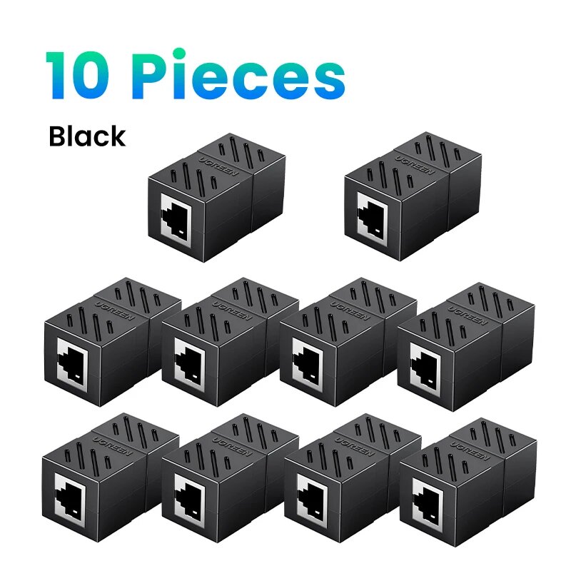 10шт. Ethernet RJ45 адаптер Cat7/6/5e, черный