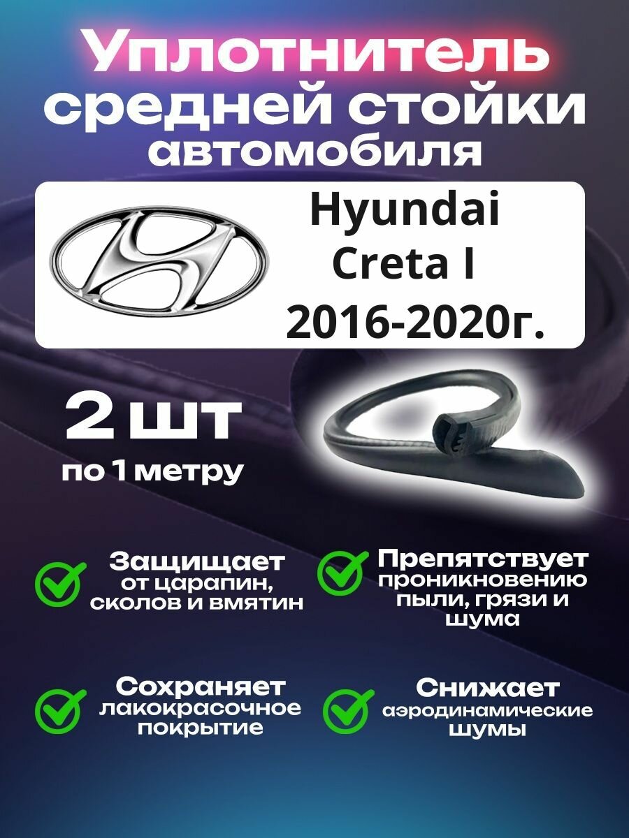 Уплотнитель средней стойки автомобиля Hyundai Creta I (2016-2020)/ Хундай Крета 1 поколение