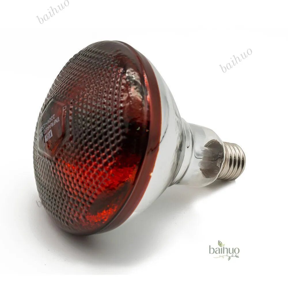 Цао Лампа инфракрасная для обогрева кур, щенков, цыплят, свиней, курятника, брудера/ Лампочка галогенная для животных, растений и теплиц 250Вт Е27 - 1 шт