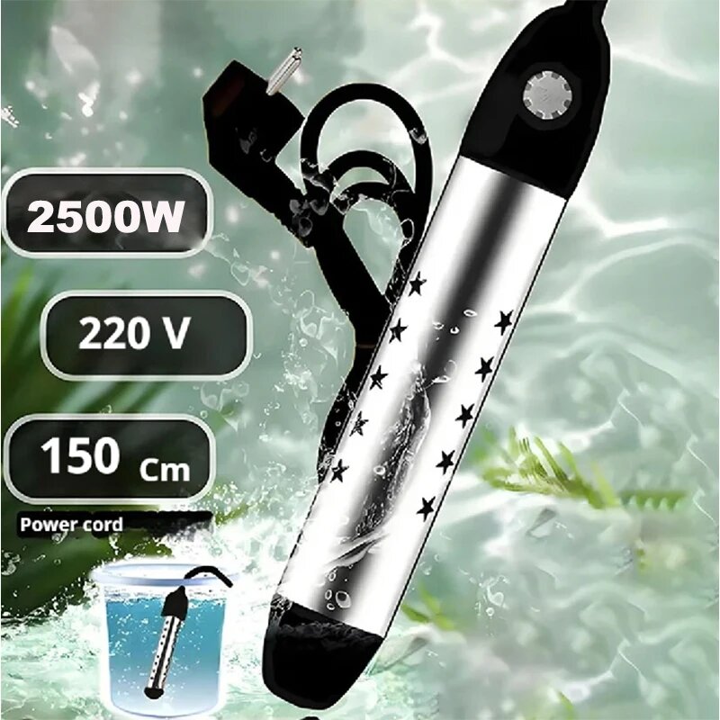 Электрический водонагреватель 2500W, 220V, 150 см, Black EU