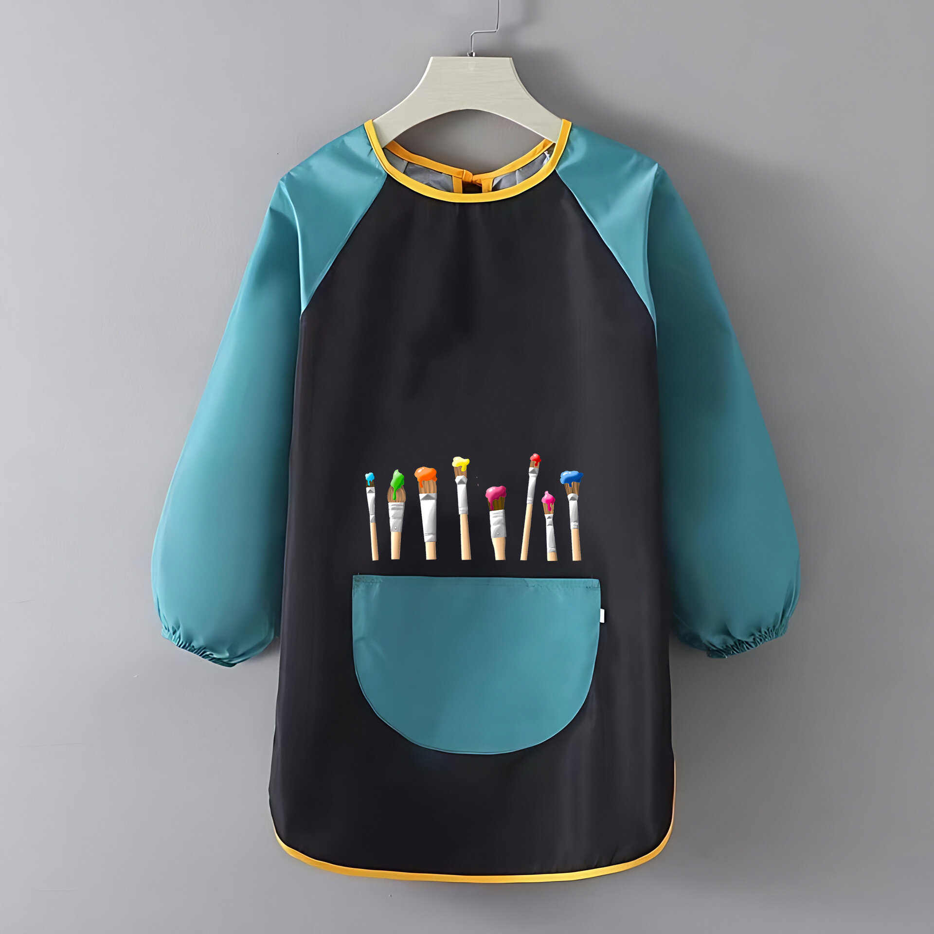 Детский фартук для рисования, водонепроницаемый и устойчивый к пятнам халат с длинными рукавами, одежда для детского сада, защитная одежда с индивидуальным принтом для еды.