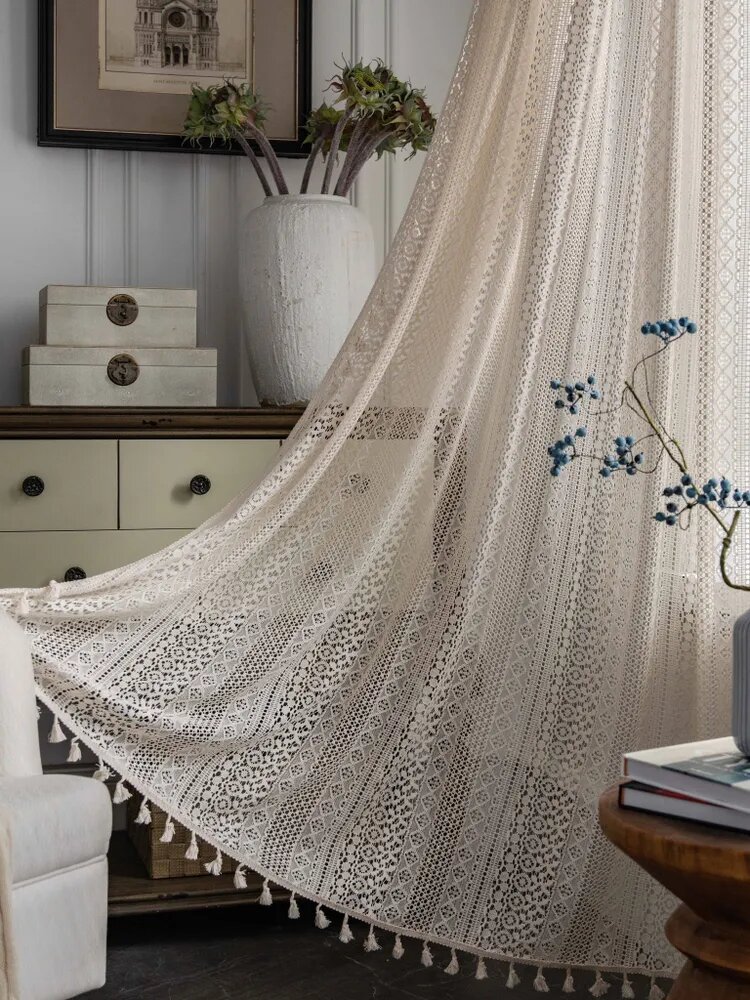 Штора гардина Шторы кружевные 150х270 см бежевый