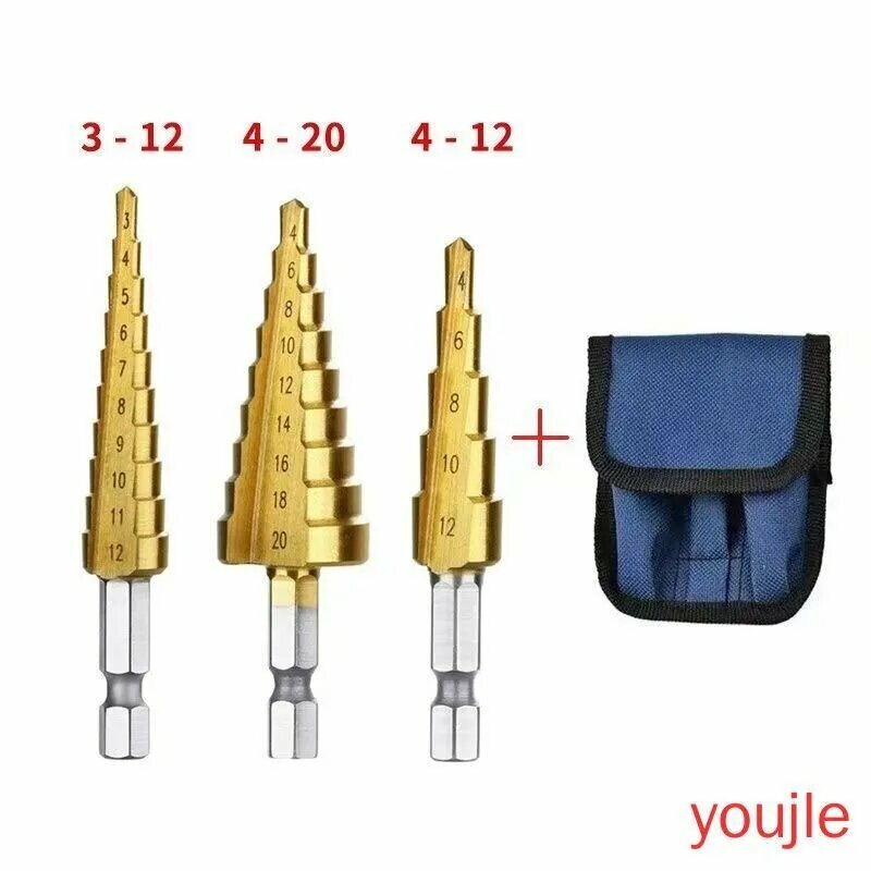 3 шт Ступенчатое сверло 3-12 мм 4-12 мм 4-20 мм набор буровых инструментов