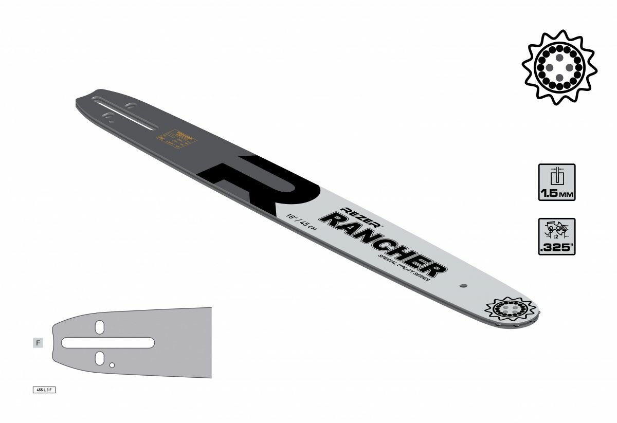 Шина RANCHER, 455 L8F, 45см/18, Carver-4518, Forward, Patriot, BGT 18"-72звеньев, серый