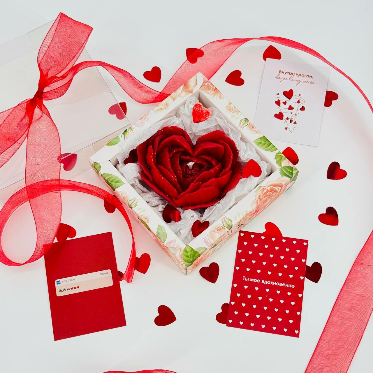 Подарок любимой девушке на 14 февраля. Свеча сердце из премиального соевого воска