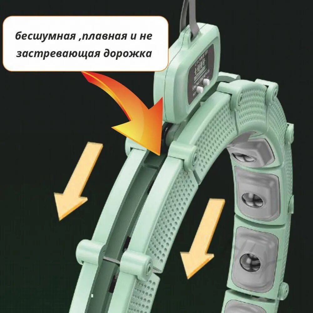 Массажный обруч для фитнеса хулахуп, магнитный обруч-тренажер с регулируемым диаметром, зеленый — фото 1