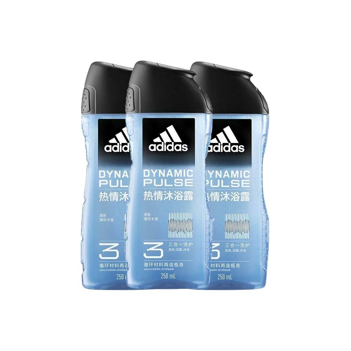 Гель для душа мужской Adidas Passionate Успокаивающий Увлажняющий с пачули, 250мл/600мл/600мл*2