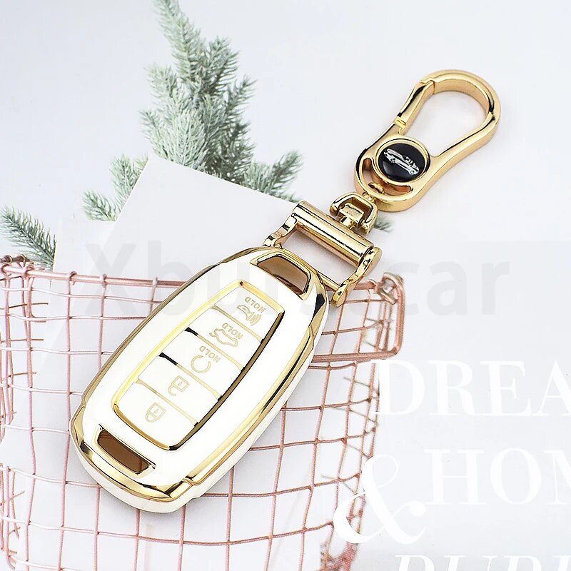 Чехол для автомобильного ключа Hyundai Solaris Sonata Palisade Kona Creta I20 I30 white set(GLD)