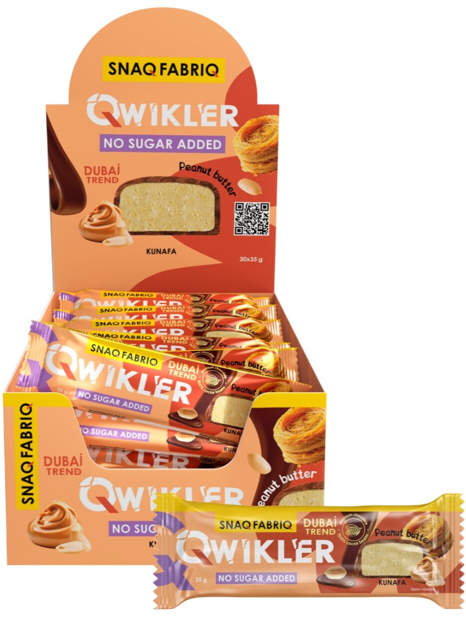 Протеиновый батончик SNAQ FABRIQ QWIKLER (Квиклер) без сахара 30 x 35 г, Арахисовое масло-кунафа