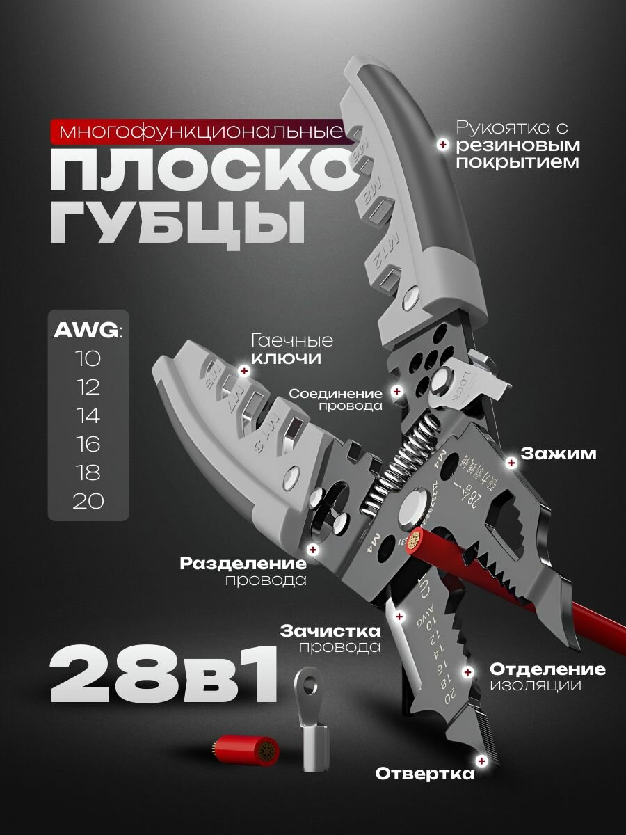 28 в 1 плоскогубцы / электрик универсальный / плоскогубцы многофункциональные мульти
