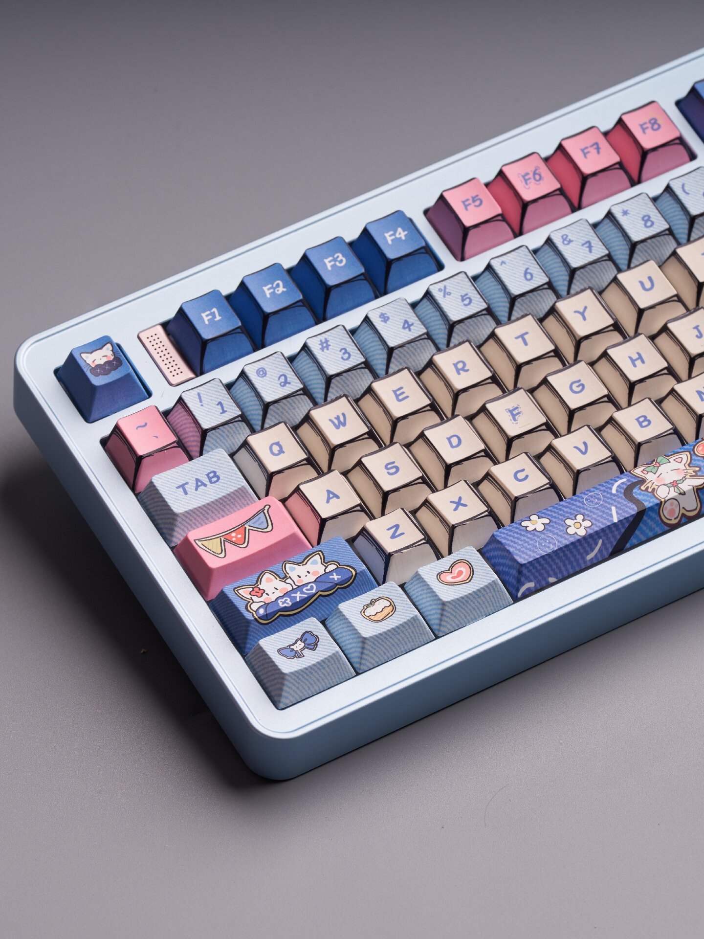 【Комикс-кейкапы «Кошка в цвете хаки】】Сублимационные кейкапы в стиле ручной росписи, материал PBT, стандартная высота,