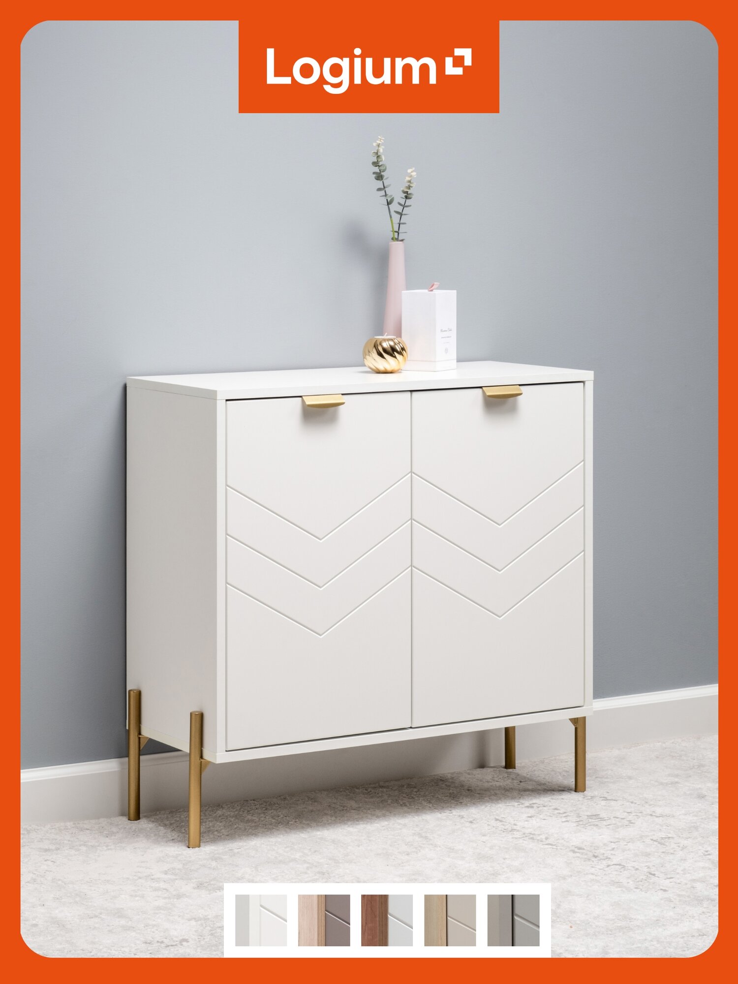 Комод белый для вещей с дверцами, 79х34х76 см, Венеция 16.229.02, Белый шагрень