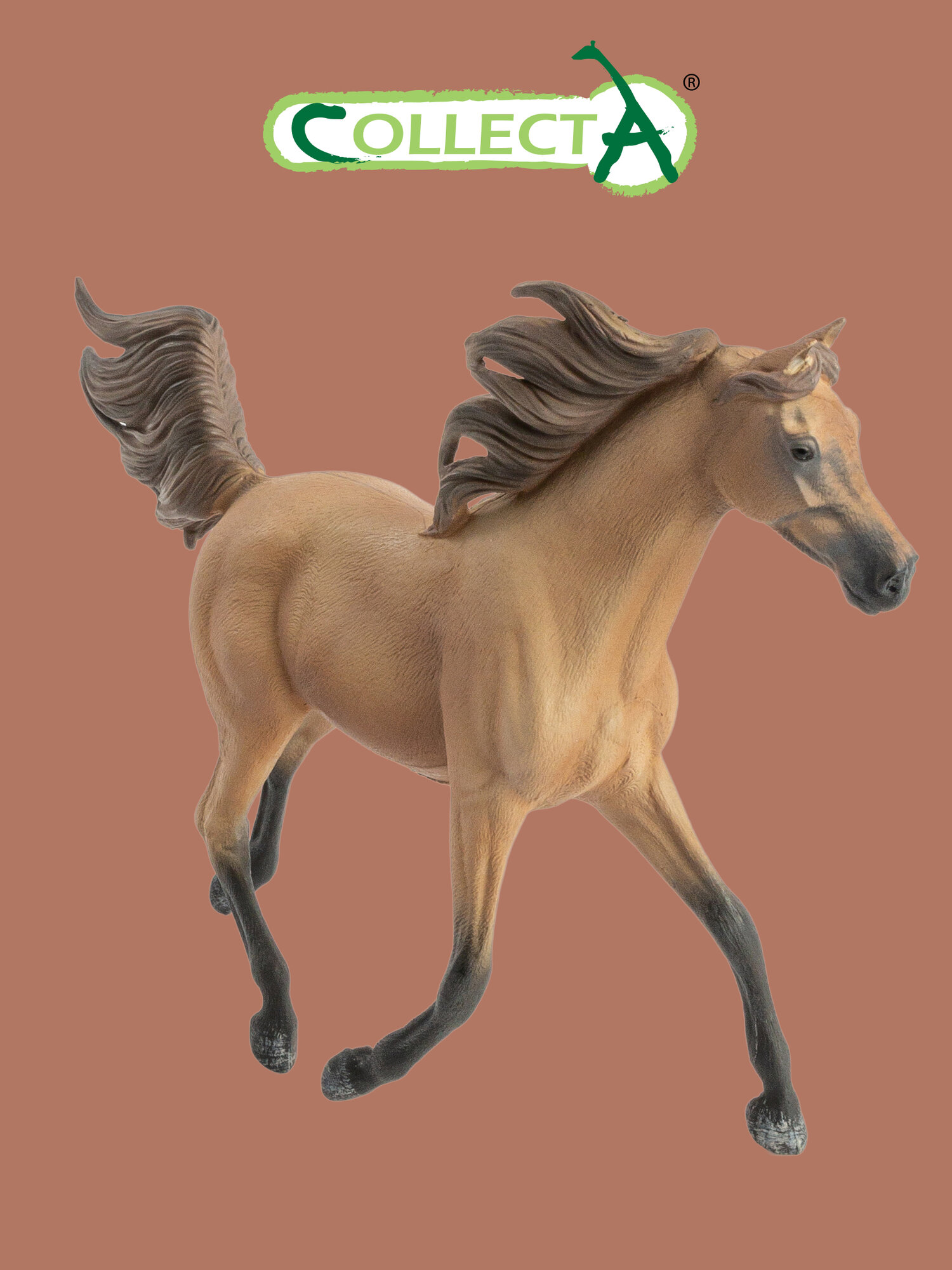 Фигурка животного Collecta Лошадь Жеребец Полуарабский булано-саврасый, Deluxe в подарочной упаковке 84183