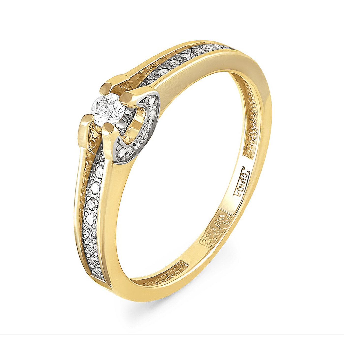 Кольцо помолвочное, желтое золото, 585 проба, бриллиант