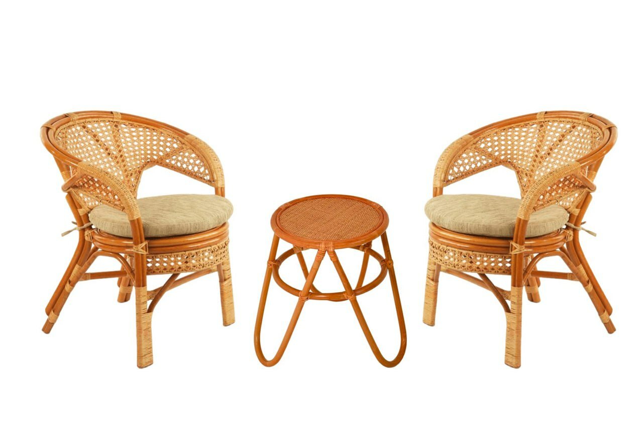 Комплект садовой мебели Kiwi из натурального ротанга, цвет коньяк