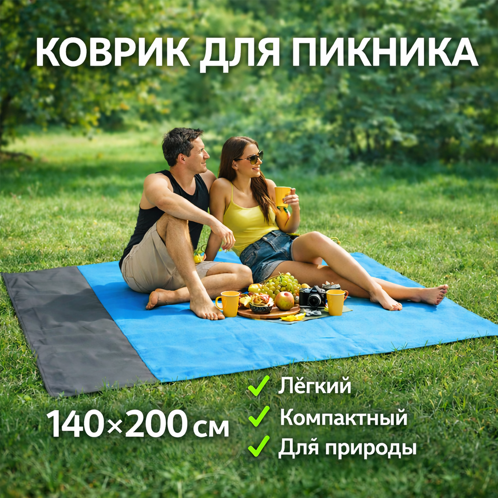 Коврик туристический для пикника, пляжа, всесезонный