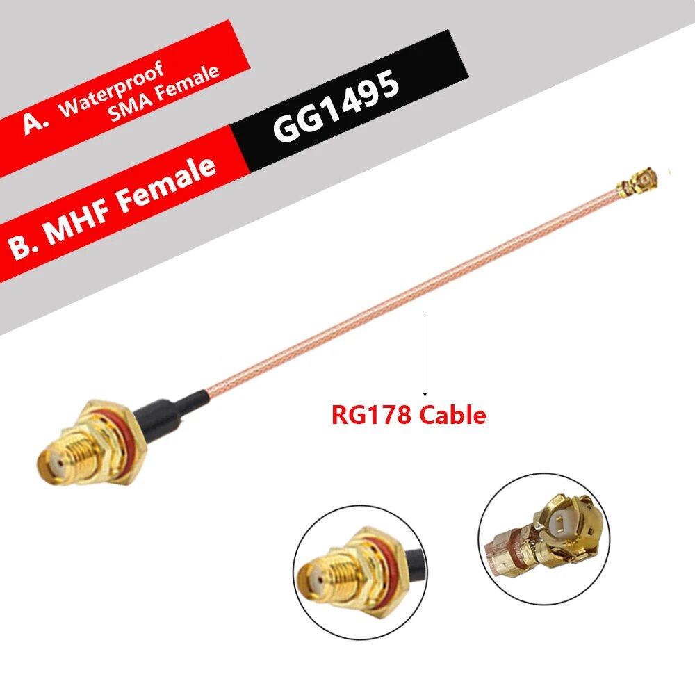 Кабели RG178 SMA-U. FL MHF-1 10 шт. 5CM, SMA WF to MHF F
